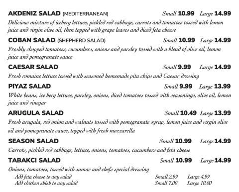 TURKISH KEBAB HOUSE| MENU