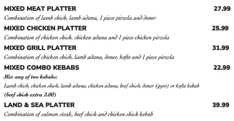 TURKISH KEBAB HOUSE| MENU